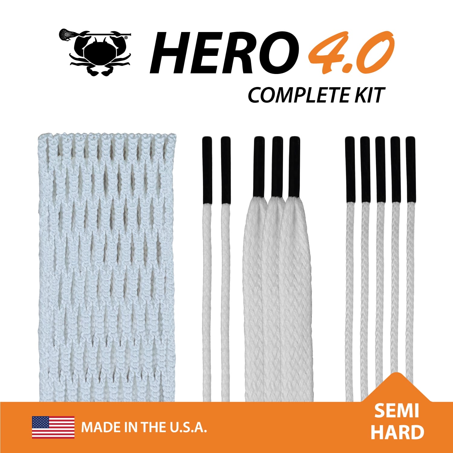 ECD Hero 4.0 Semi-Hard Lacrosse Mesh and Hero Strings Complete Stringi