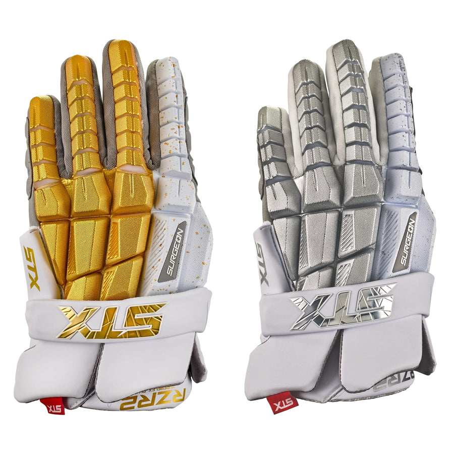 STX Surgeon RZR2 Gold & Silver Lacrosse Gloves