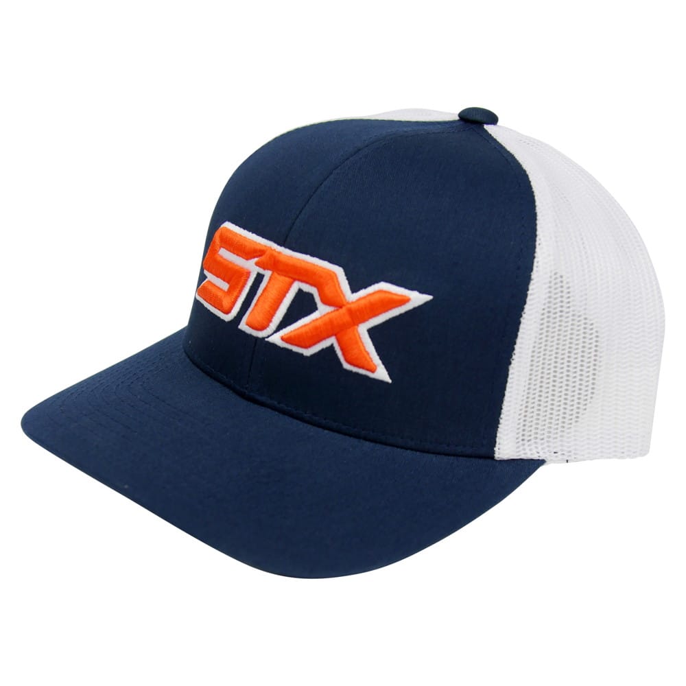 STX College Mesh Snapback Navy Blue/Orange Lacrosse Hat Cap